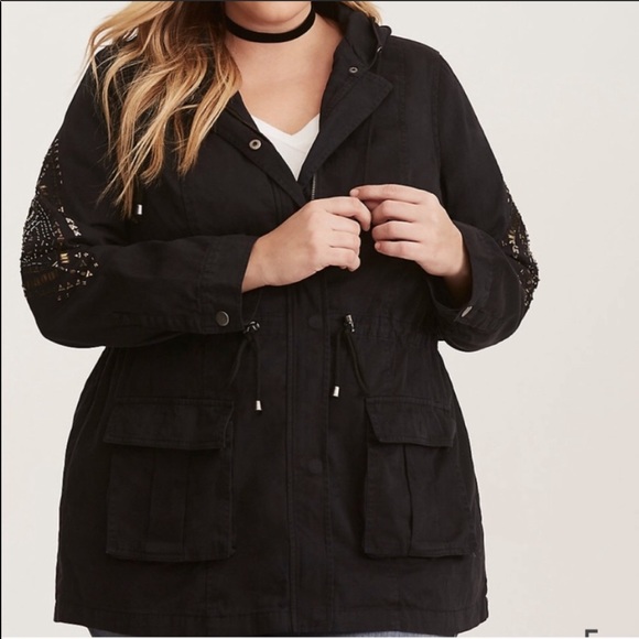 torrid | Jackets & Coats | Torrid Embellished Black Utility Jacket 3 ...